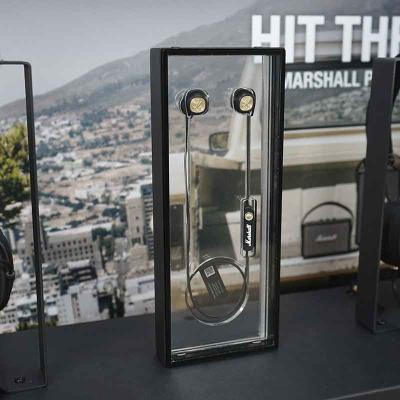 China Multifunction Countertop Speaker Display Stand Audio Headphone Acrylic Display Rack Stand Holder Set for sale