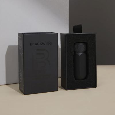 China Black Paperboard Recyclable Slide Drawer Box Packaging Soft Touch Matte Varnishing Gift Box for sale