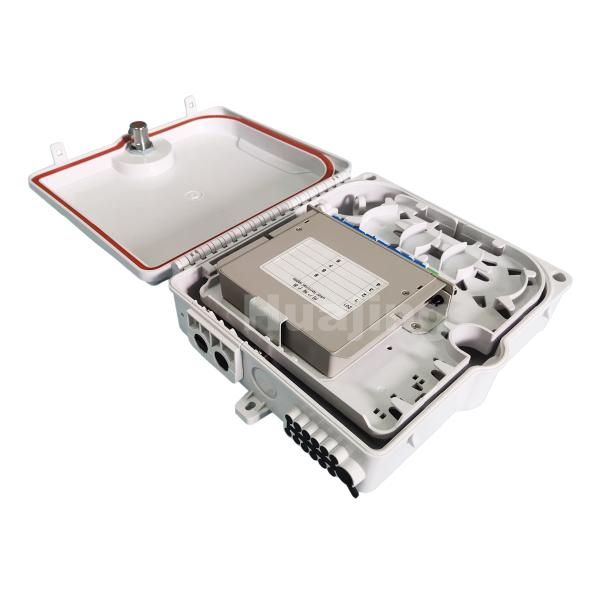 Quality 1:8 FTTH Splitter Box 12 Cores Capacity UV Resistant With None Cable Breaking for sale