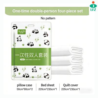 China Disposable Flat Sheet 4 PCS Disposable Bedding Set for Travel Hotel Cruise for sale