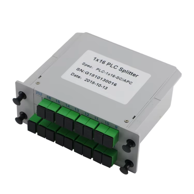 PLC Fiber Optic Splitter with SC/APC connectors in blister package