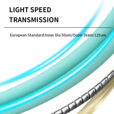 China Multimode Fiber Optic Armored Patch Cord FTTH Duplex Spiral Armored Power Fiber Optic Cable for sale