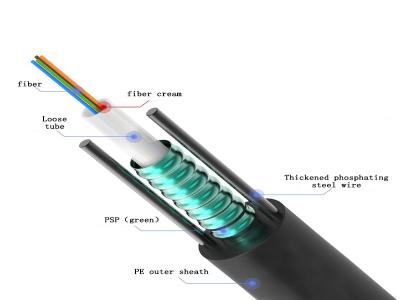 China Single Mode Armored Optical Fiber Cable GYXTW 6 Core 12 Core 24 Core for sale