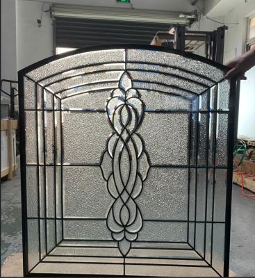 Cina vetro al piombo decorativo smussato della porta di entrata della radura di progettazione del giglio con patina Caming in vendita