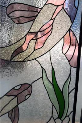 China Custom Koi Design Entry Door Glass Insert Decorative Glass Panel Beveled Glass for sale