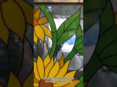 Kundengebundenes Sonnenblumen-Entwurfs-Eingangstür-dekoratives Bleiglas mit Patina Caming