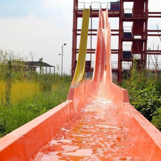 Full view of installed Fiberglass Tube Speed Water Slide