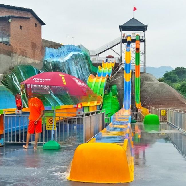 Fiberglass Tube Speed Water Slide showing colorful design and structure