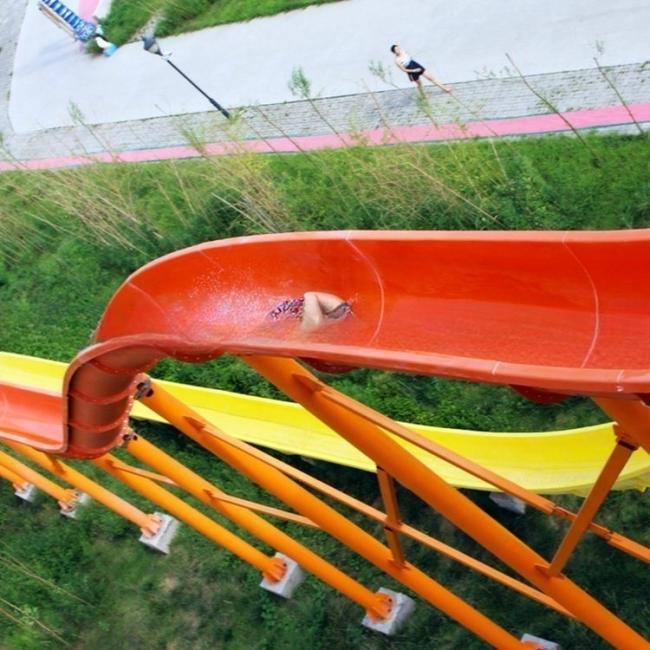 Detailed shot of Fiberglass Tube Speed Water Slide entry point