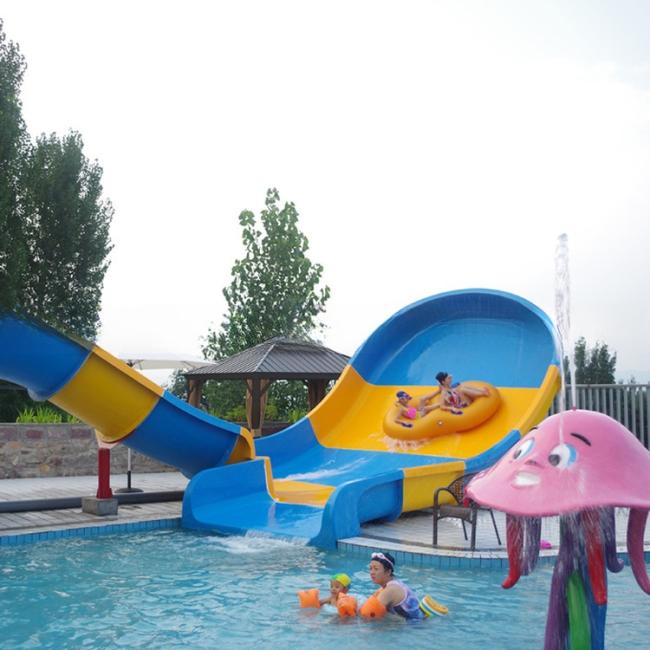 Children Small Water Park Rides Fiberglass Trumpet Slide for Swimming Pool