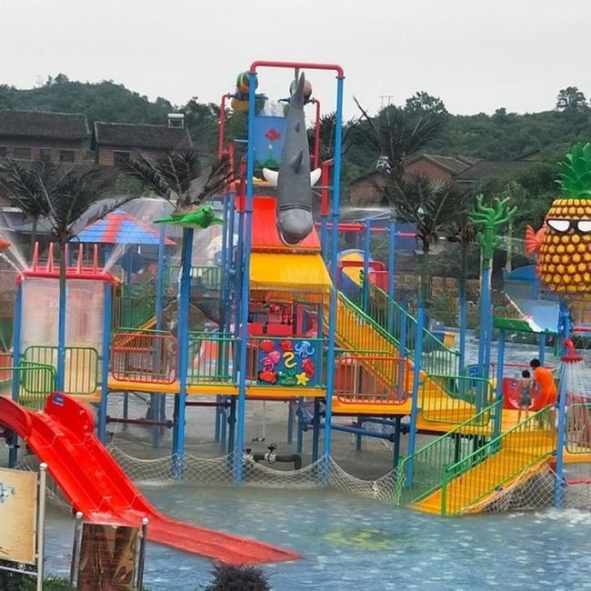 Aqua Park Equipment Fiberglass Water House with Kids Slide