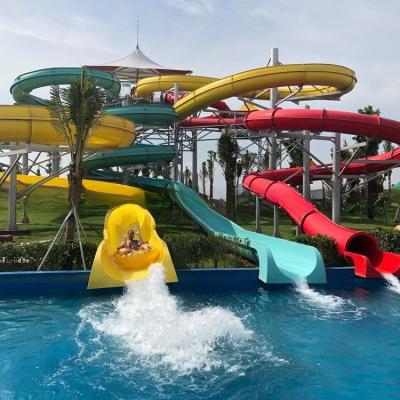 China Outdoor Fiberglass Combination Spiral Water Slide Tube For Adults Weatherproof for sale