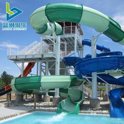 China Fabriek Op maat gemaakt Outdoor watersport Commercieel waterthema park apparatuur Resort Place Glasvezel spiraal waterglijbaan for sale