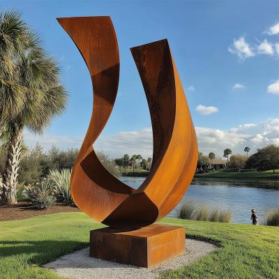 China Abstract Outdoor Corten Steel Sculpture Rusted Steel Garden Sculpture For Park Decoration for sale