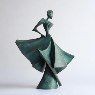 China People Art Figure Statue , Green Patina Sculpture For Hotel Decoration for sale