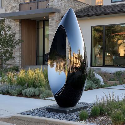 China Morden Mirror Polished Oval Outdoor Sculpture Stainless Steel Art For Garden Decoration for sale