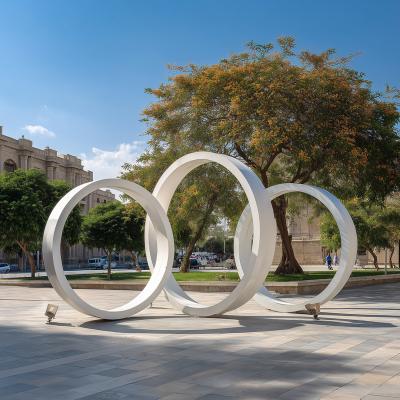 China Minimalistic White Rings Public Art Sculpture For Urban Square Decoration for sale