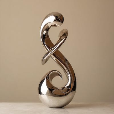 China Abstract Mirror Polished Stainless Steel Sculpture , Contemporary Art Sculpture For Home for sale