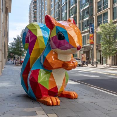 China Life Size Colorful Metal Squirrel Sculpture Ourdoor Art For Shop Decoration for sale