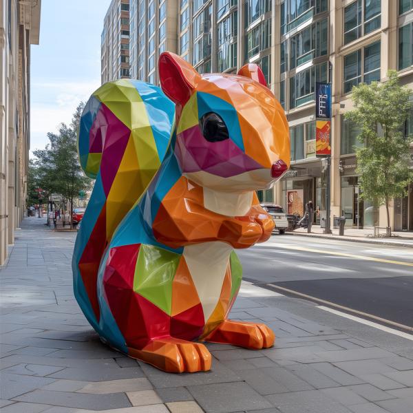 Quality Life Size Colorful Metal Squirrel Sculpture Ourdoor Art For Shop Decoration for sale