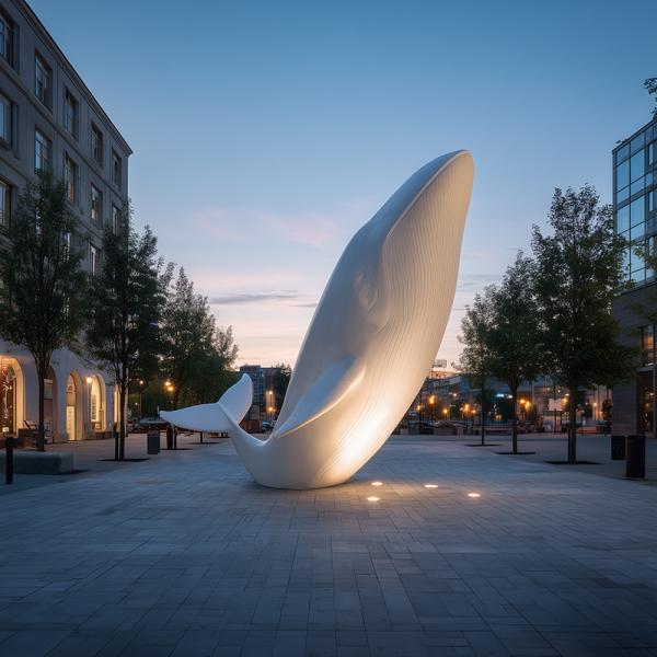 Quality Large White Whale Metal Art Sculptures Customized For Urban Plazas for sale