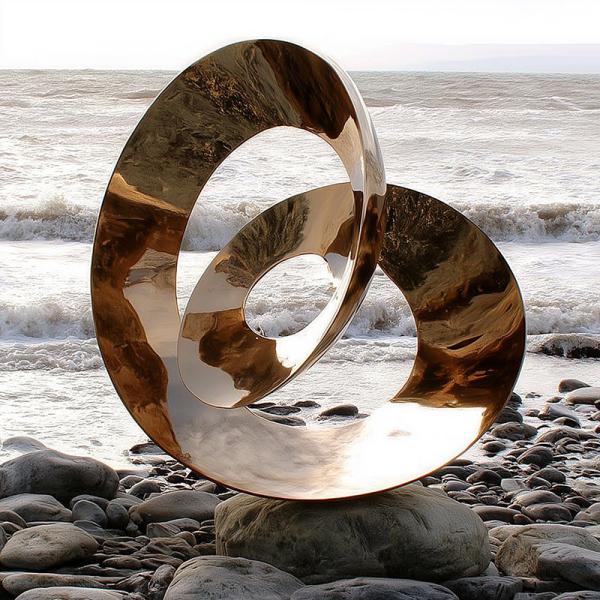 Quality Contemporary Outdoor Metal Sculpture Electroplated Finish Circular Metal Abstract Sculpture for sale