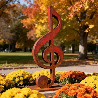 China Forging Music Note Corten Steel Sculpture Natural Rusted Finish Public Art Sculpture for sale