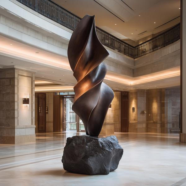 Quality Minimalist Abstract Bronze Sculpture , Casting Art Tornado Sculpture For Hote Decoration for sale