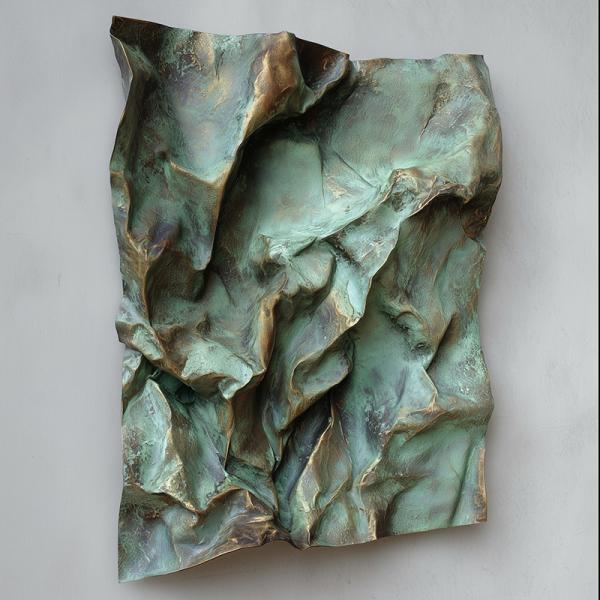 Quality Custom Crinkled Paper Bronze Relief Metal Wall Art For Home Decoration for sale