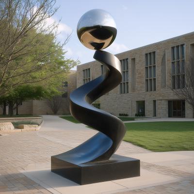 China Abstract Painted Sculpture , Spiral Metal Sculpture Stainless Steel For School Decoration for sale