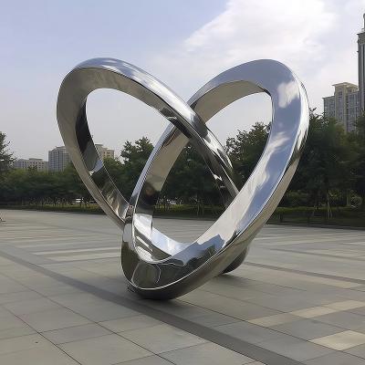 China Custom Modern Stainless Steel Sculpture , Large Metal Ring Sculpture Mirror Polished for sale