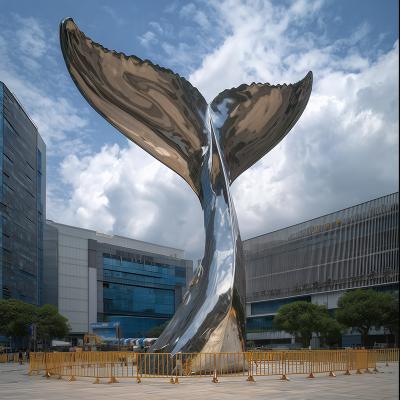China Large Tail Fin Public Art Sculpture Mirror Polished For City Squares Decor for sale