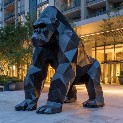 China Geometric Gorilla Public Art Sculpture Stainless Steel For Urban Square Decor for sale