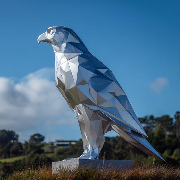 Quality Life Size Eagle Outdoor Metal Sculpture Garden Art Large Stainless Steel Animal Statue for sale