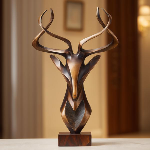 Quality Vintage Casting Deer Head Bronze Sculpture Lifelike Animal Statue For Interior Decoration for sale