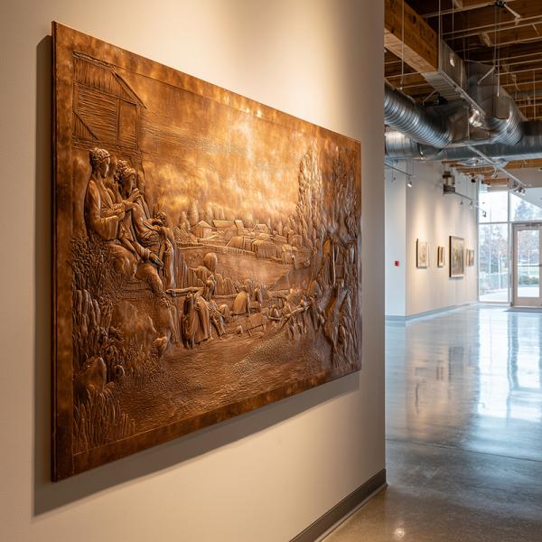 Quality Retro Textured Bronze Relief Wall Sculpture For Landscape Wall Decoration for sale