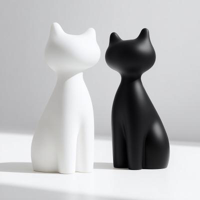 China Cute White and Black Resin Art Sculpture Modern Decorative For Home Office Decor for sale