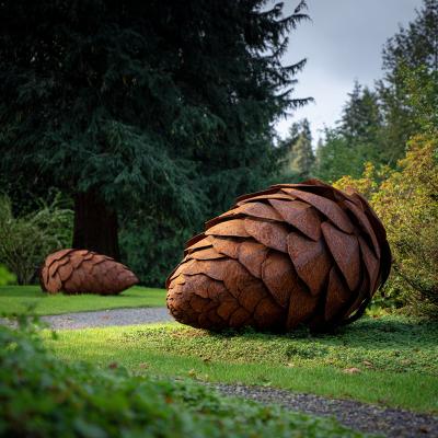 China Corten Steel Pinecones Sculpture Modern Decorative Art for Garden and Patio for sale