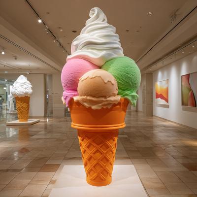 China Ice Cream Fiberglass Resin Sculpture Cute Decorative Art for Dessert Shop for sale