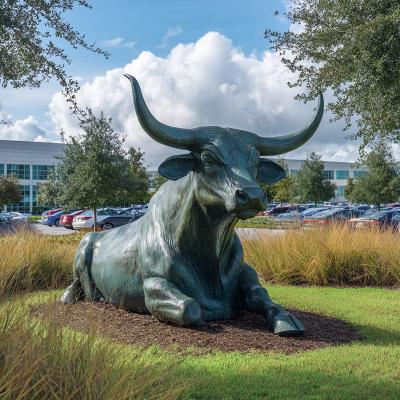 China Large Patina Bronze Water Buffalo Sculpture Outdoor Animal Art Display for sale