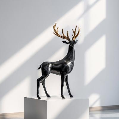 China Contemporary Black Deer Metal Sculpture for Landscape Design Projects for sale