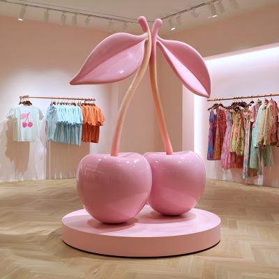 China Cute Pink Cherry Fiberglass Sculpture Pop Art Interior Decoration for sale