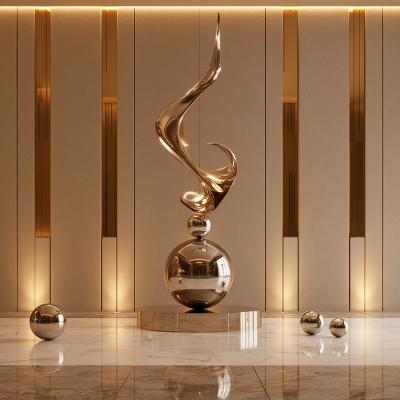 China Reflective Mirror Polished Abstract Sculpture for Commercial Spaces for sale