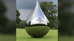 Large Mirror Finished Water Drop Stainless Steel Sculpture Outdoor Landscape Art