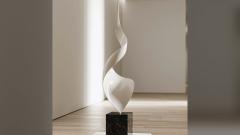 Abstract White Ribbon Sculpture Modern Metal Art for Outdoor Spaces