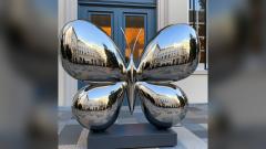 Shiny Metallic Butterfly Sculpture Stainless Steel Art for Outdoor Display