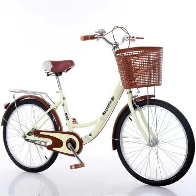 China 26 inch single speed stadsfiets met mand roze fiets voor vrouwen for sale