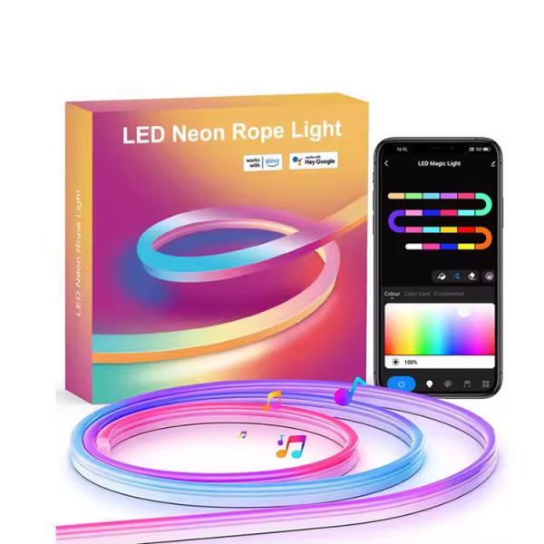 Quality Custom 16.4FT LED Neon Flex Light Flex Music Sync RGB App Control Wi-Fi For Gaming Room for sale