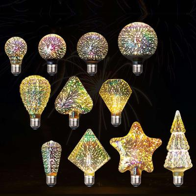 China E27 E26 B22 Holiday Lamp Led Decorative Fireworks Light Bulb 3D Fireworks-effect Glass Christmas Holiday Lights for sale