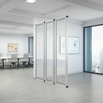 China Verklappbare Doppel-Büro-Glas-Trennwand ohne Rahmen für Konferenzzentrum zu verkaufen